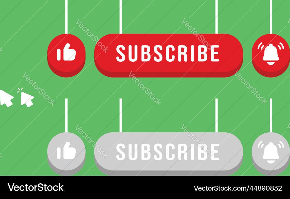 Graphic 3d of hanging subscribe channel button Vector Image