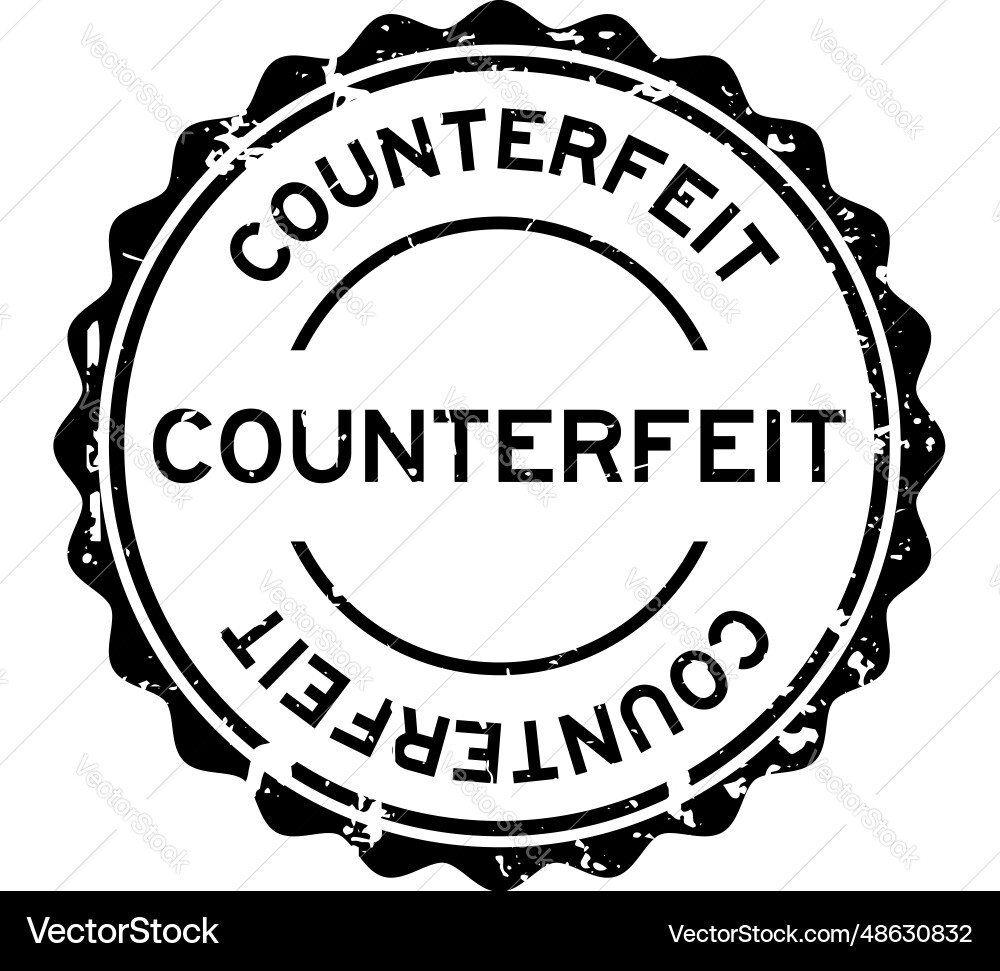 Grunge black counterfeit word round rubber seal Vector Image
