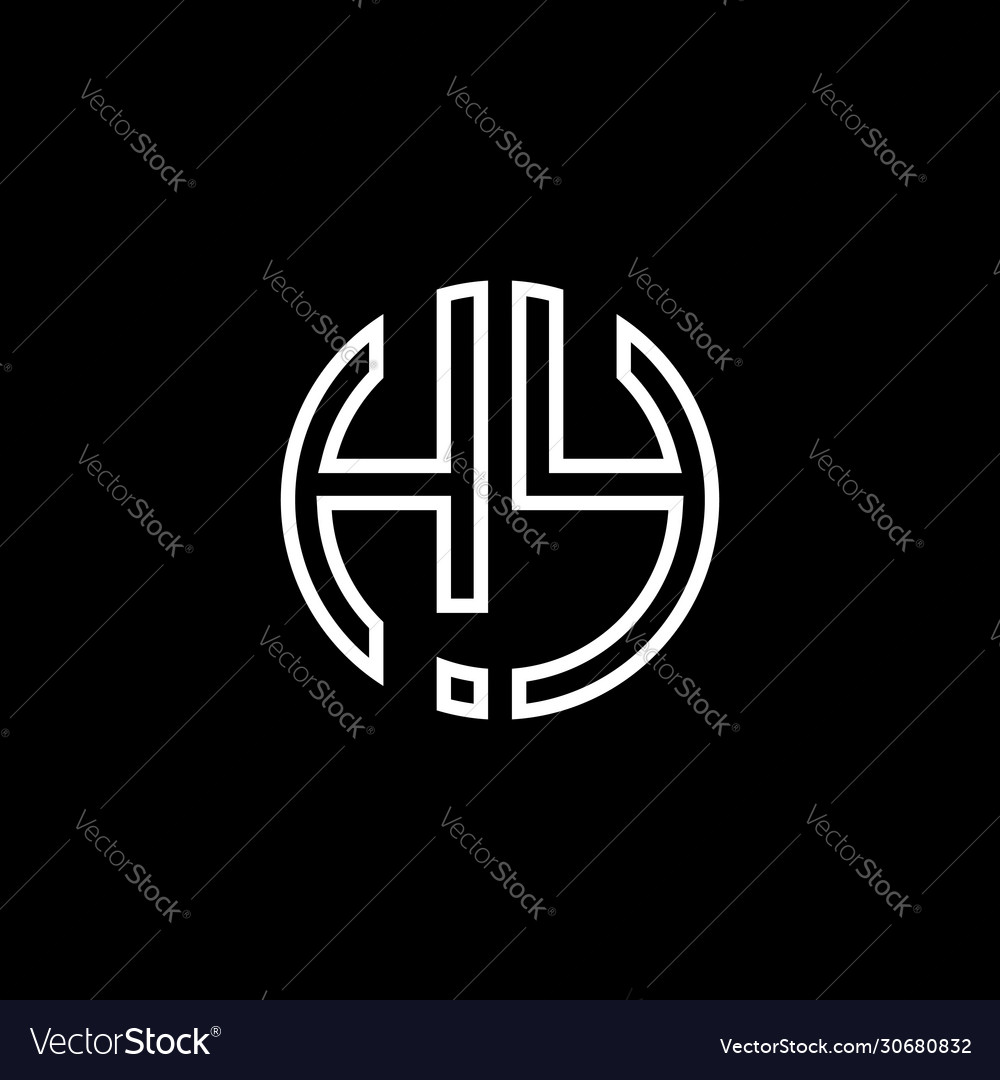 Hy monogram logo circle ribbon style outline Vector Image