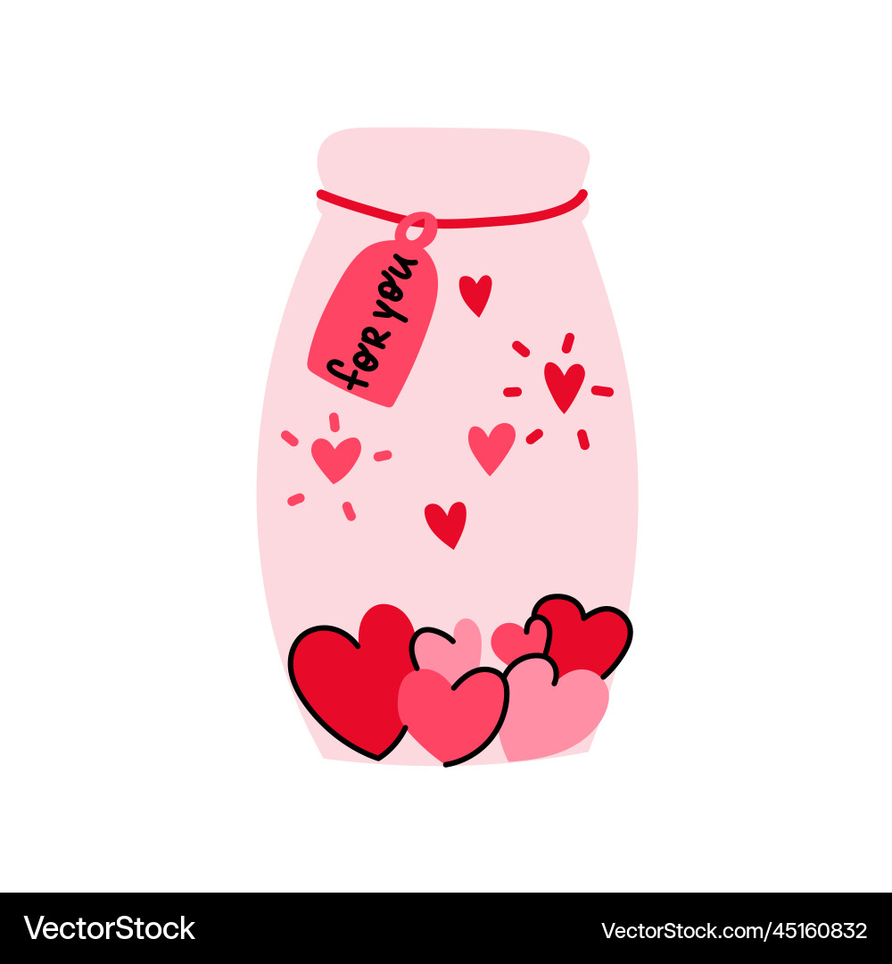 Jar with hearts valentine hearts romantic Vector Image