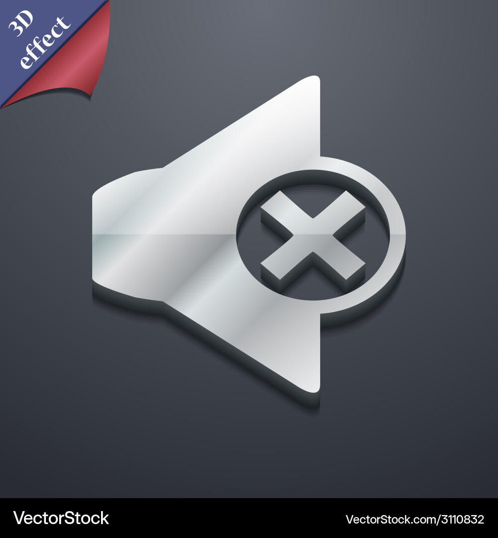 Mute speaker icon symbol 3d style trendy modern Vector Image