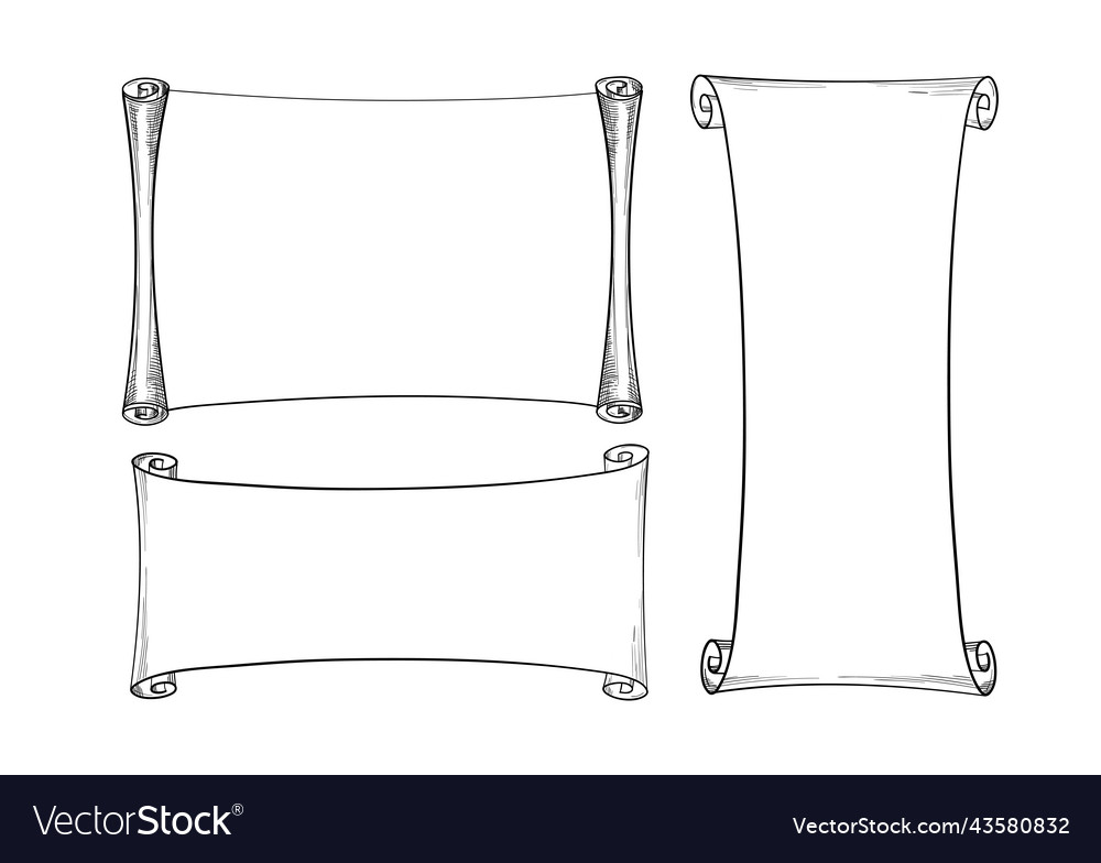 Outline scroll set simple Royalty Free Vector Image