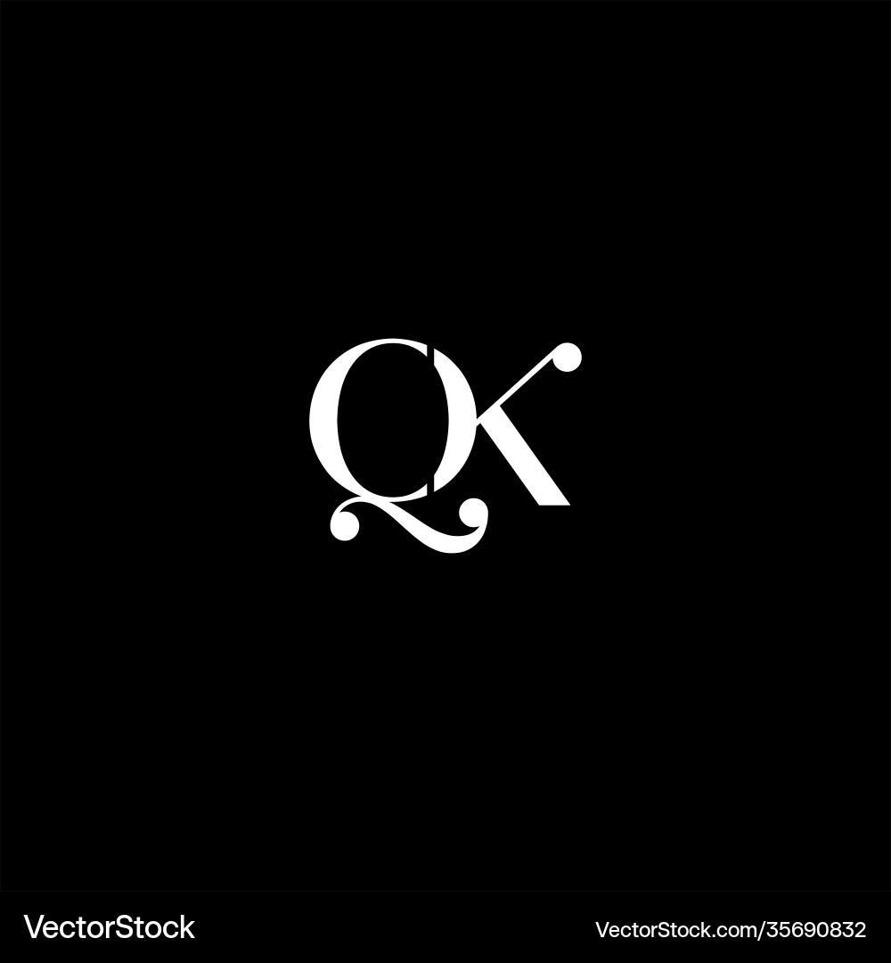 Q k letter logo creative design on black color Vector Image