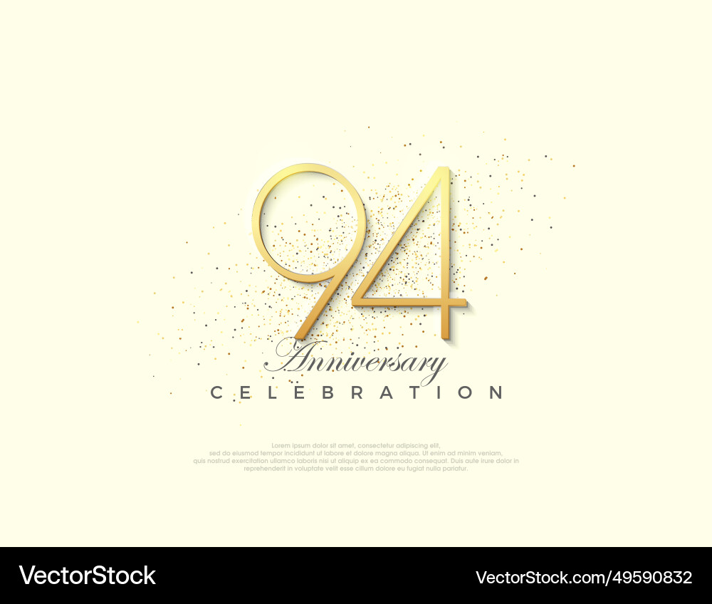 Simple number 94th anniversary premium number for Vector Image