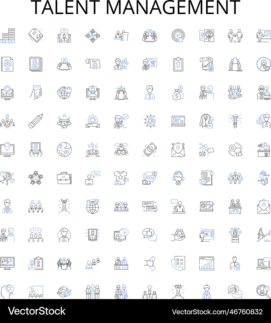 Talent management outline icons collection Vector Image