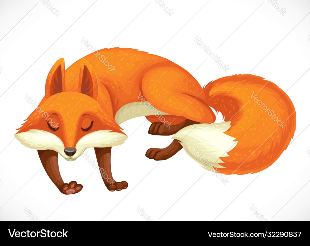 Cheerful wild cartoon orange fox sleep isolated Vector Image