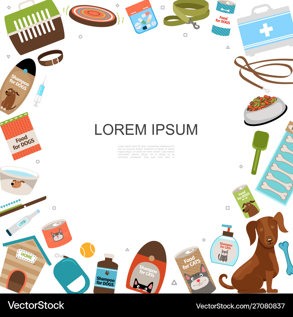 Flat pets shop accessories template Royalty Free Vector
