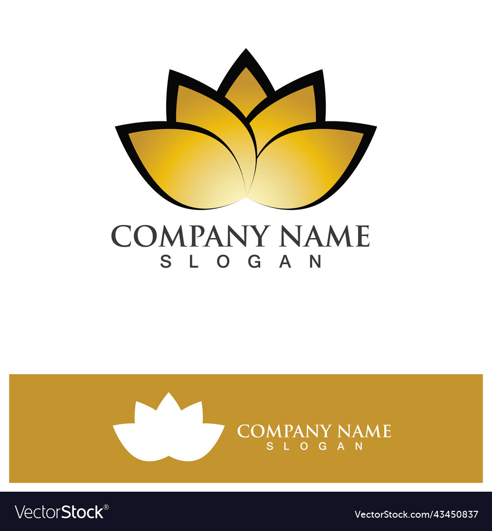 Golden lotus flower logo design template of lotus Vector Image