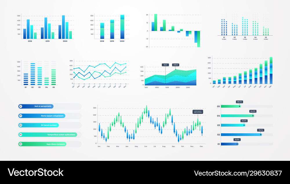 Histogram charts business infographic template Vector Image