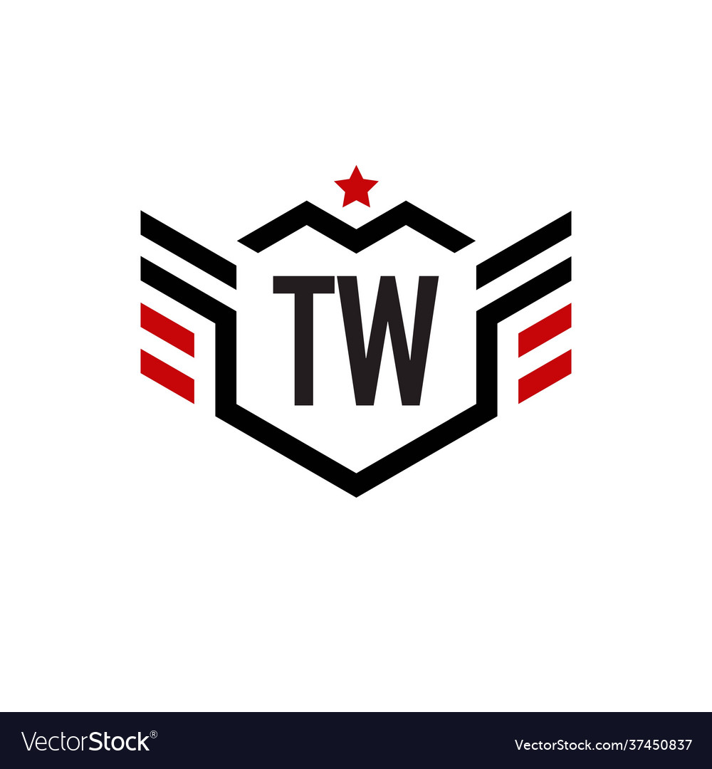 Initial letter tw star wing hexagonal creative Vector Image