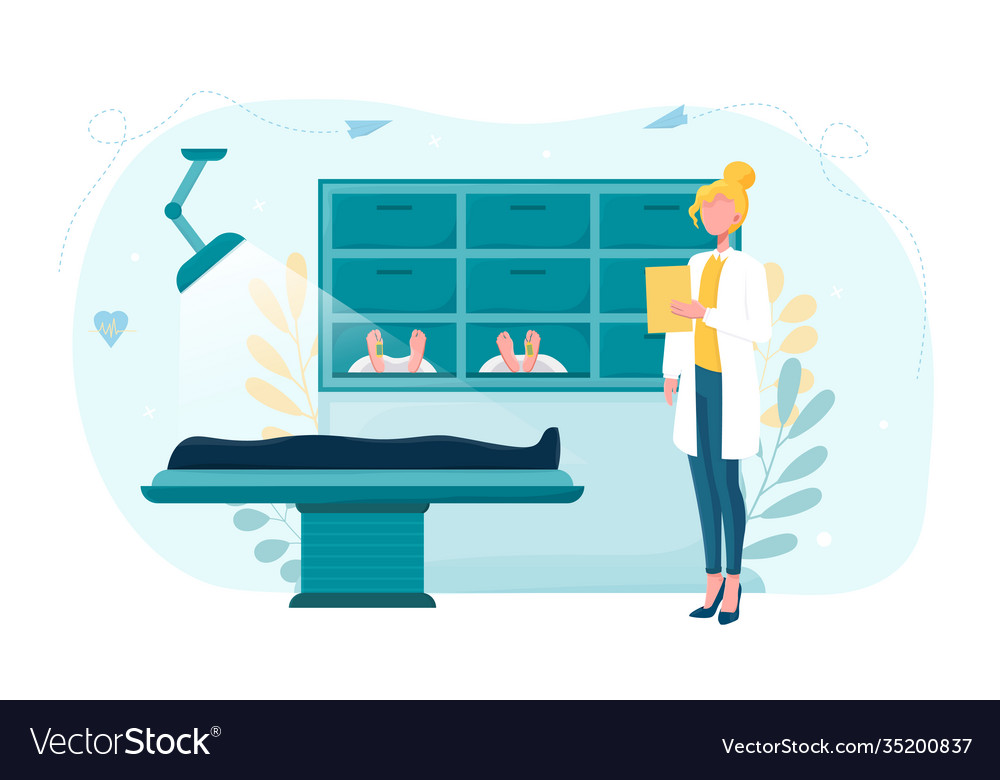 Interior morgue Royalty Free Vector Image - VectorStock