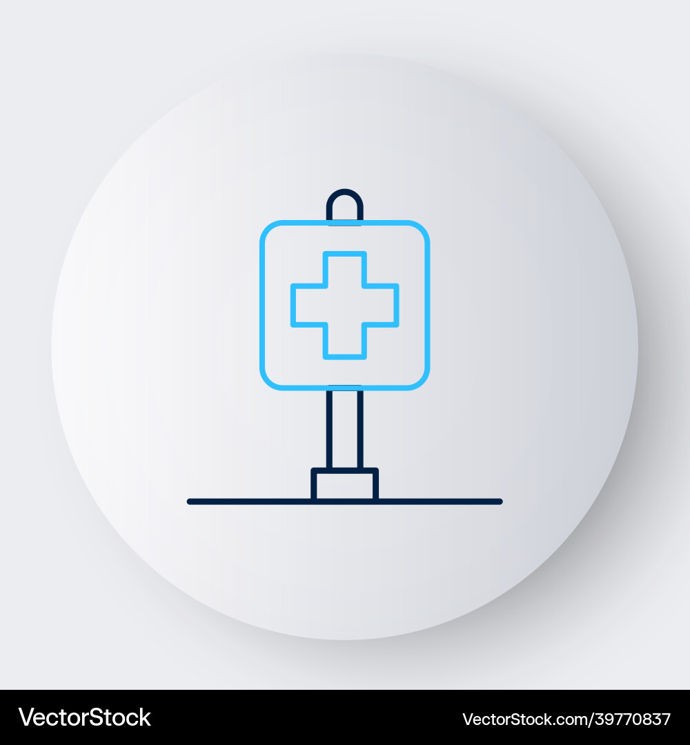Line medical map pointer with cross hospital icon Vector Image