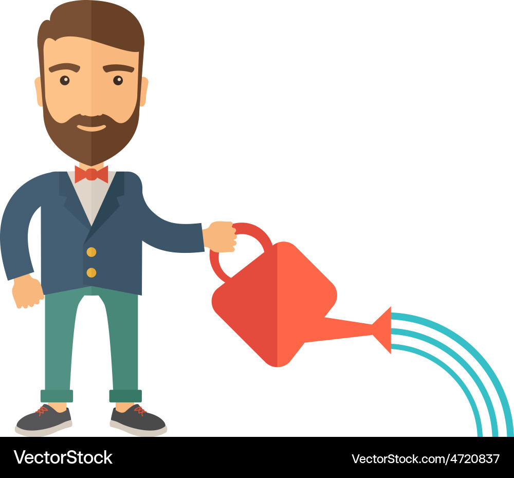Man holding a watering can with water Royalty Free Vector