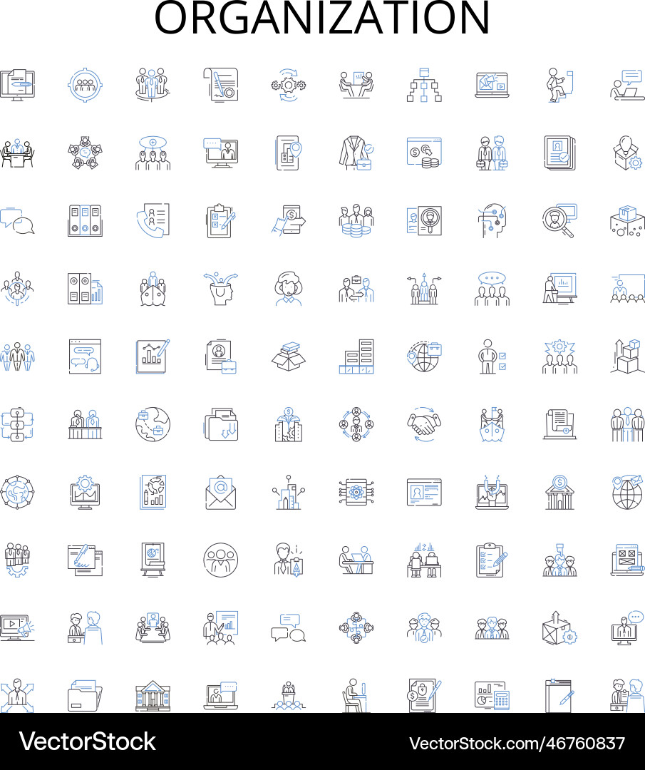Organization outline icons collection organize Vector Image