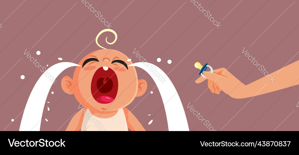 Parent giving a pacifier to a crying baby Vector Image