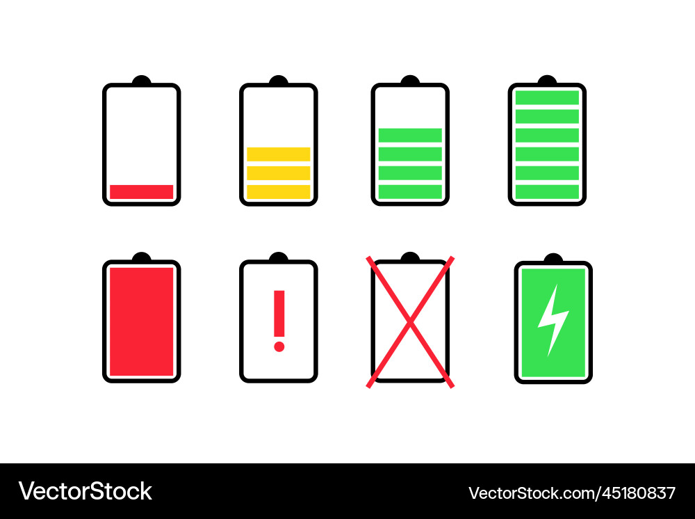 Phone battery charge status flat symbols icon Vector Image
