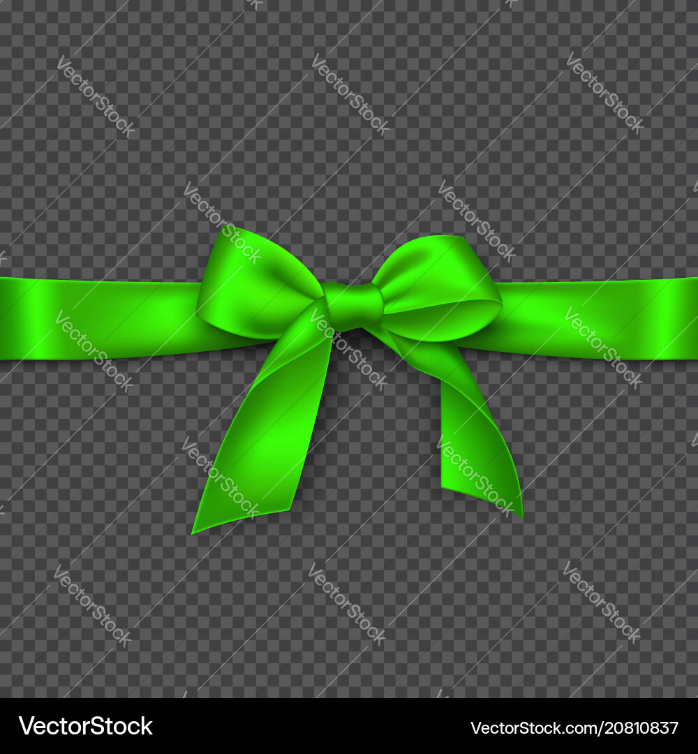 Realistic bright green bow and ribbon Royalty Free Vector