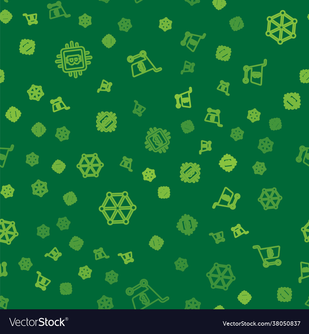 Set line cpu mining farm blockchain technology Vector Image