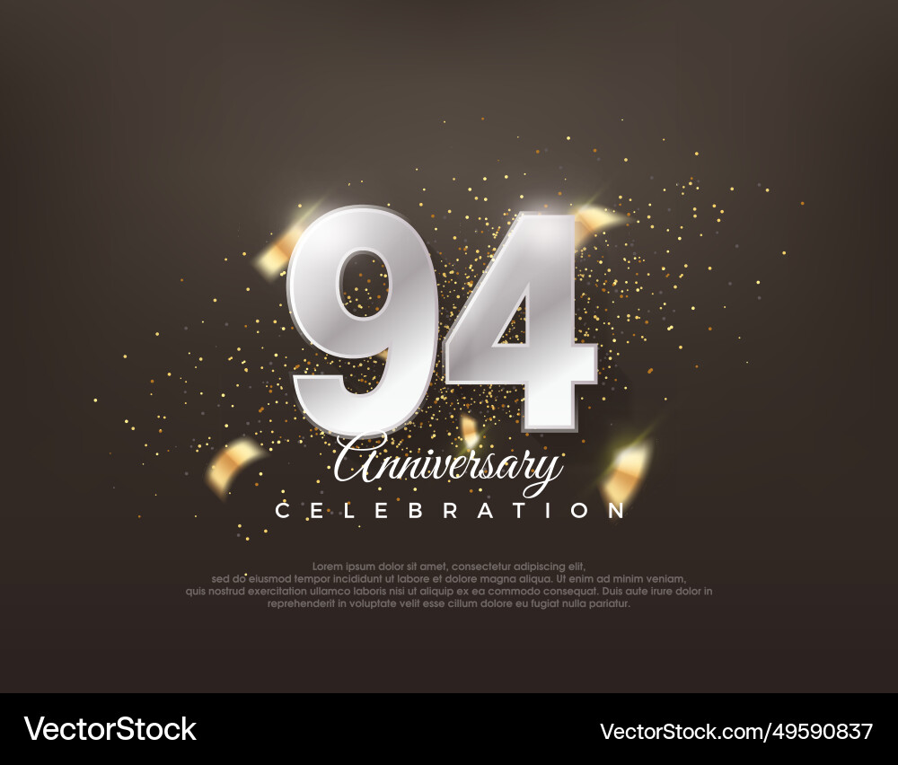 Silver metallic number 94th luxurious and elegant Vector Image
