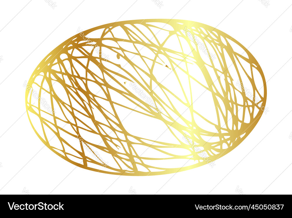 Simple hand draw sketch gold or golden oval frame Vector Image
