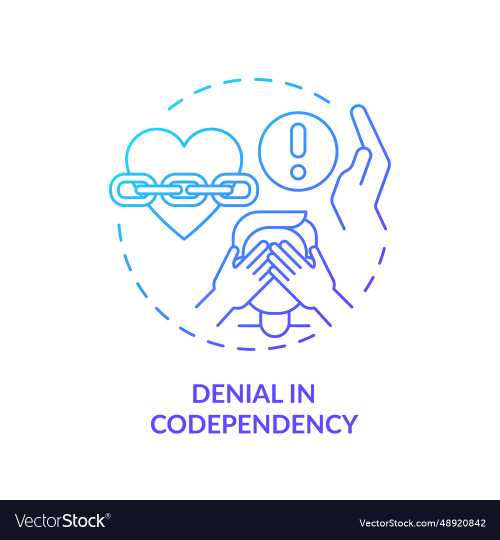 2d gradient icon denial in codependency concept Vector Image