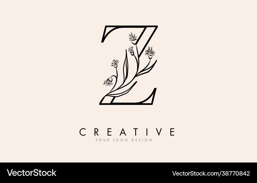 Black outline z letter logo design with Royalty Free Vector