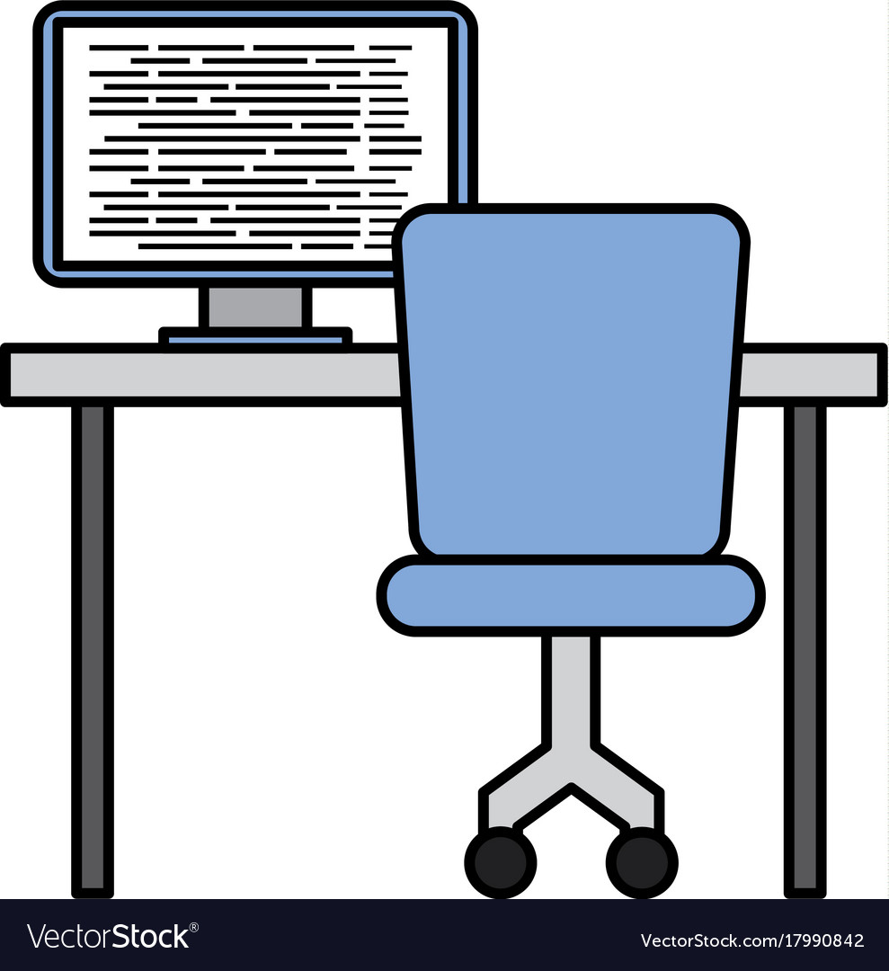 Computer with screen coding desk chair network Vector Image