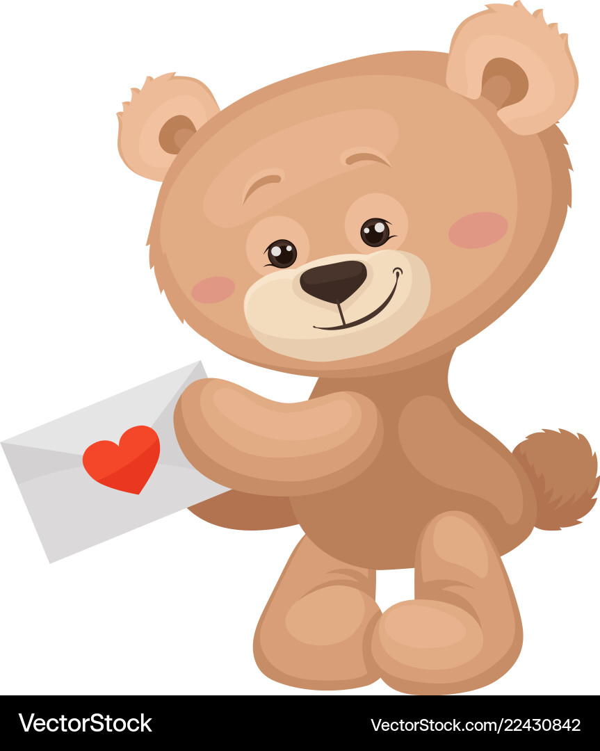 Cute brown teddy bear with pink cheeks and shiny Vector Image