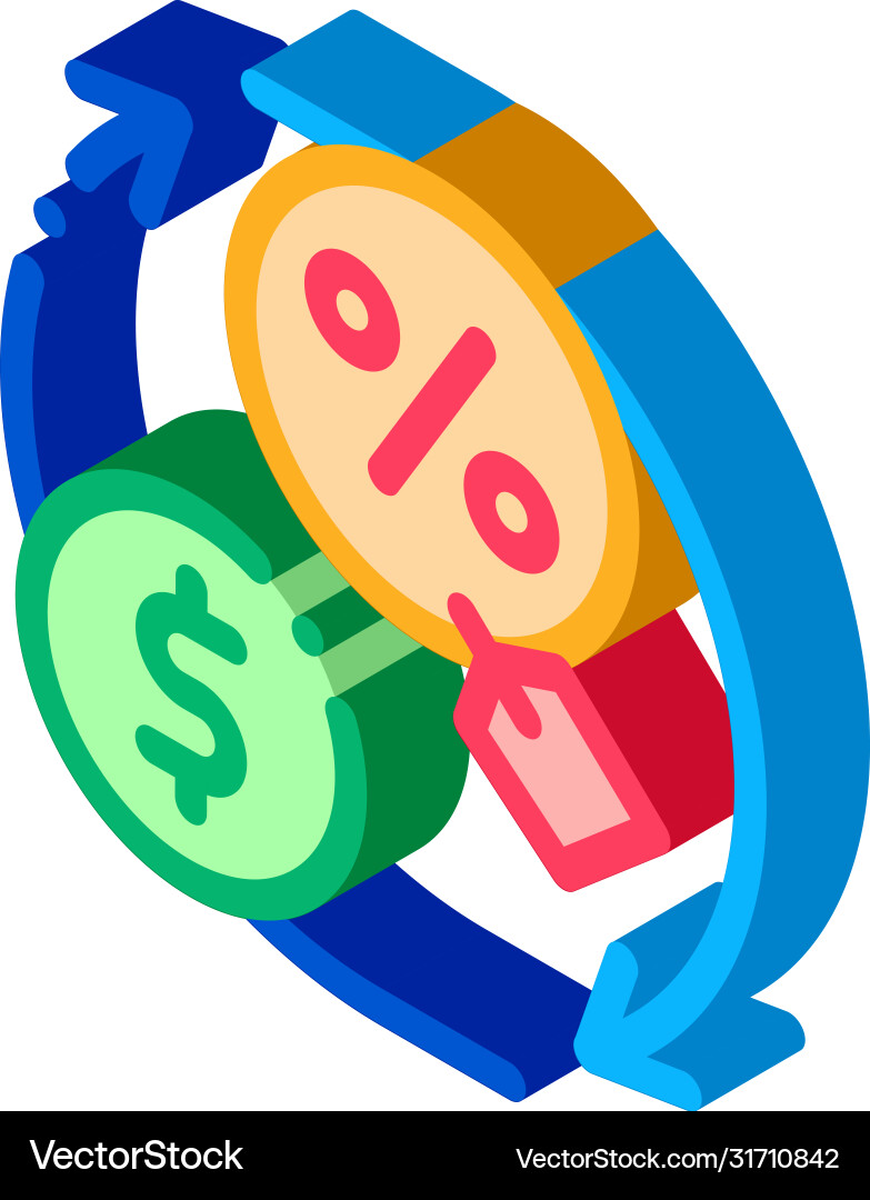 Cycle money and interest isometric icon Royalty Free Vector