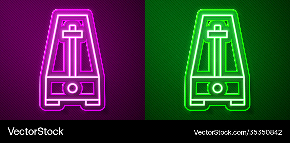 Glowing neon line classic metronome with pendulum Vector Image