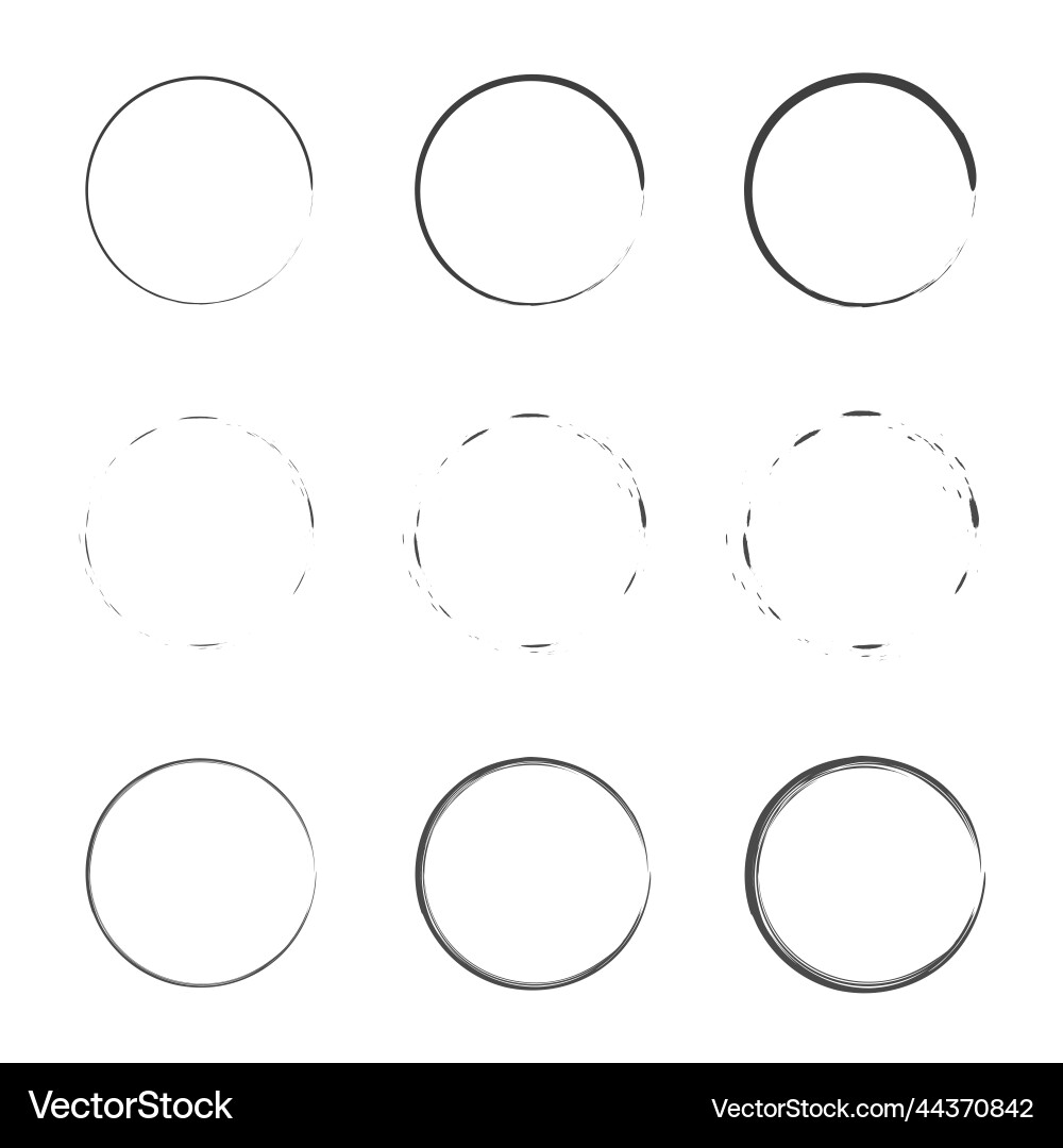 Hand drawn circles sketch grunge round Royalty Free Vector