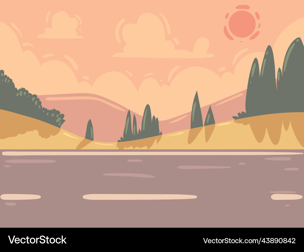 Landscape sunny day and road Royalty Free Vector Image