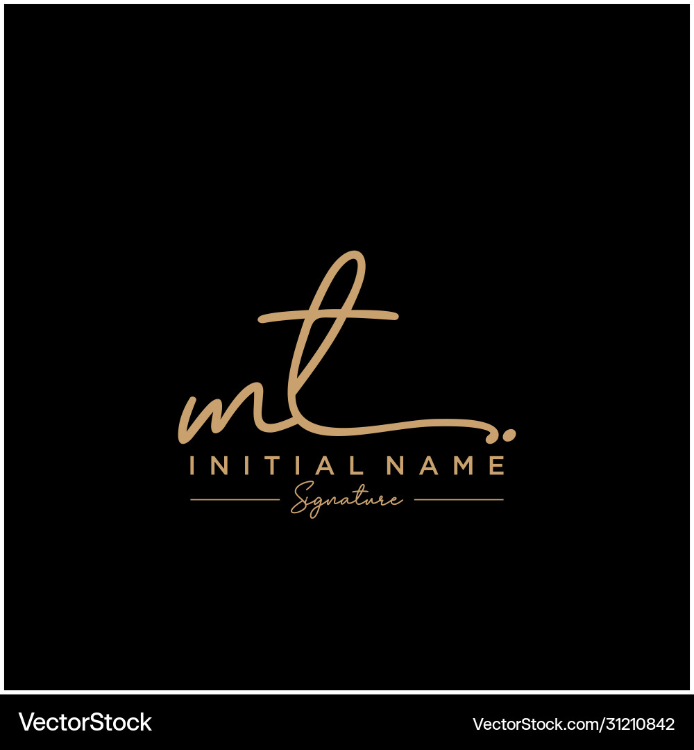 Letter mt signature logo template Royalty Free Vector Image