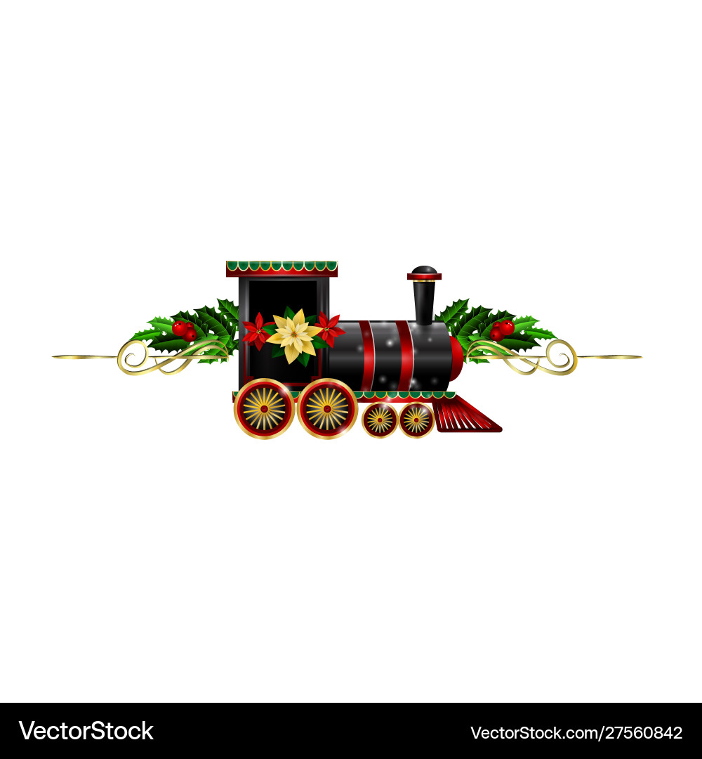 Little christmas train with wagons decorated red Vector Image
