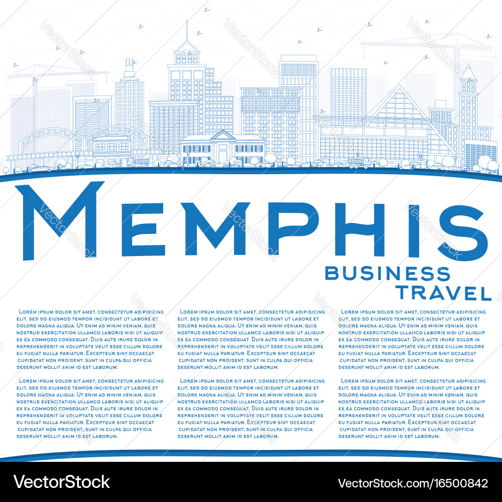 Outline memphis skyline with blue buildings Vector Image