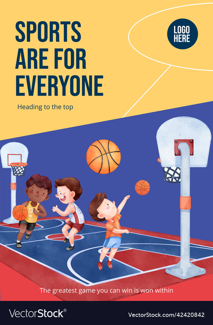Poster template with american sport kids Vector Image