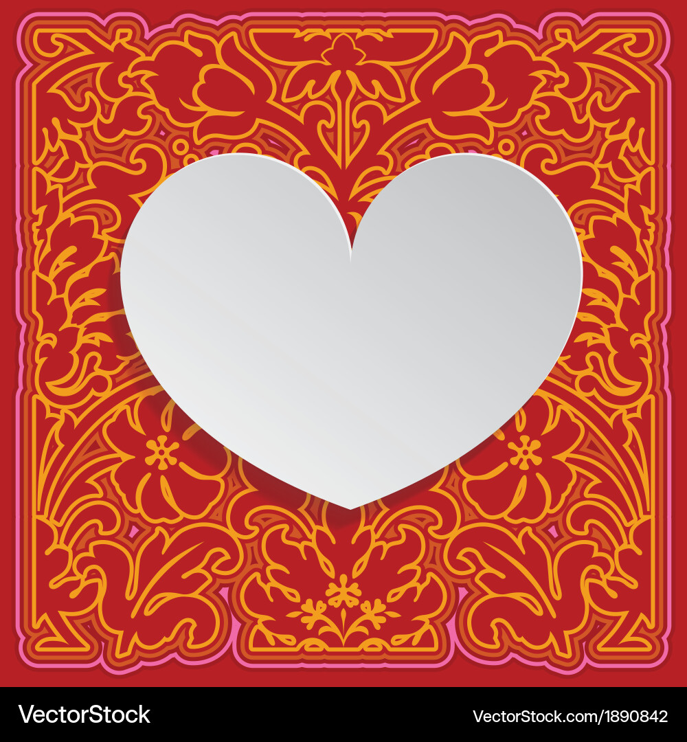 Red paper heart valentines day card Royalty Free Vector