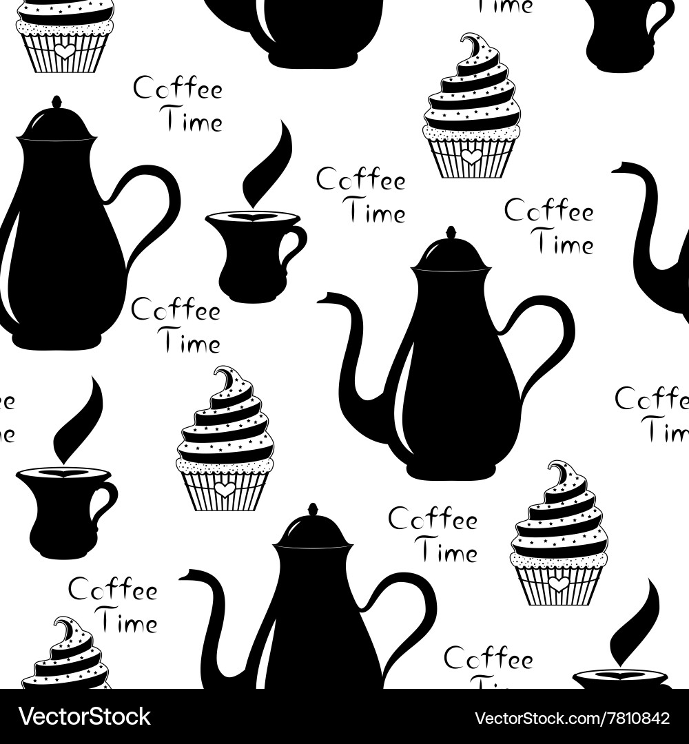Seamless of coffee time with pot Royalty Free Vector Image