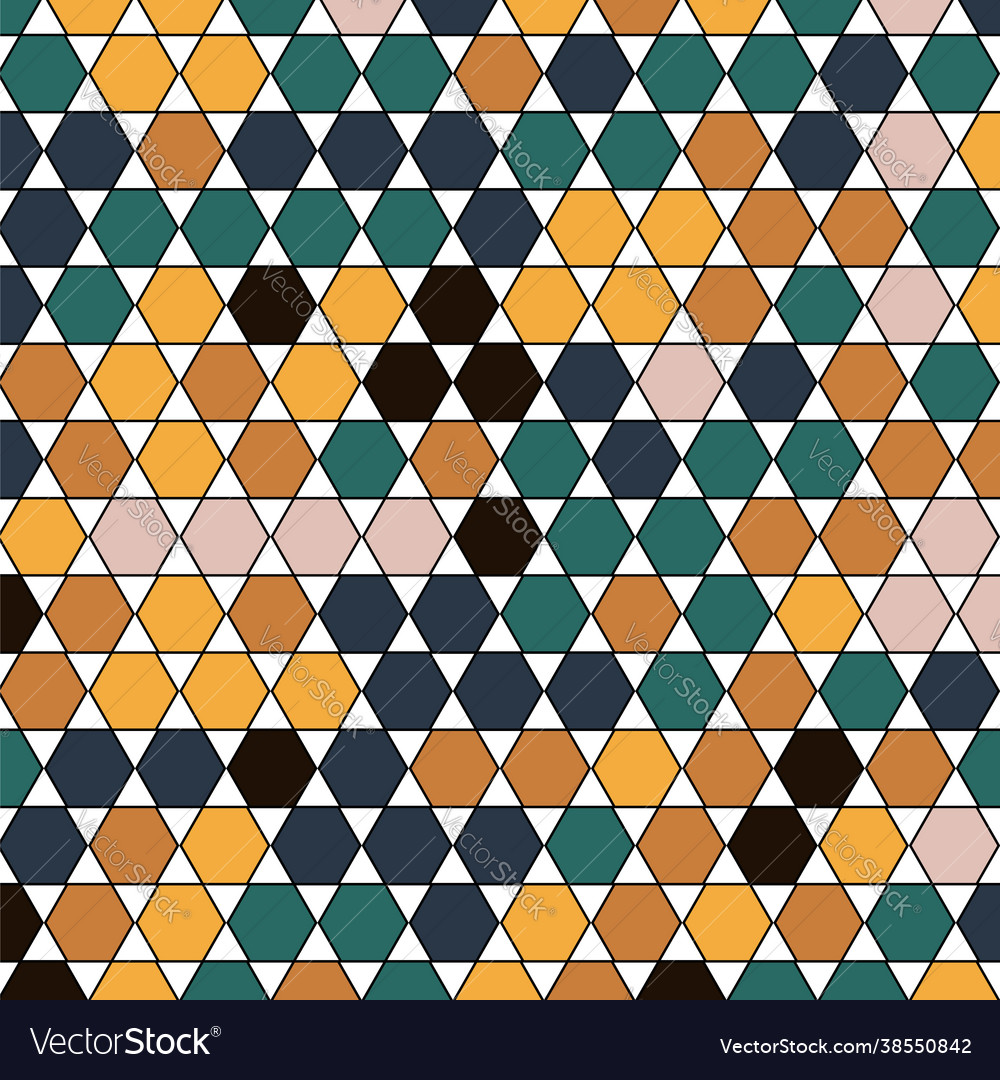 Seamless polygon pattern with colorful in dark bl Vector Image