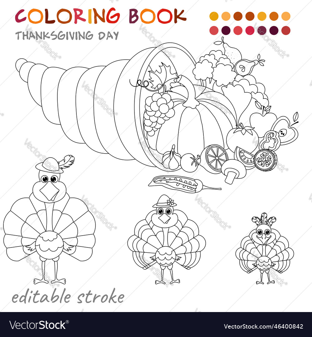 Thanksgiving day the cornucopia and the family Vector Image