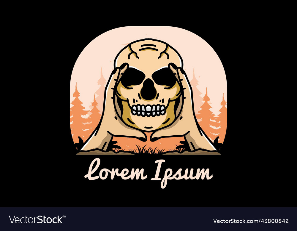 Two Hand Holding A Skull Badge Royalty Free Vector Image