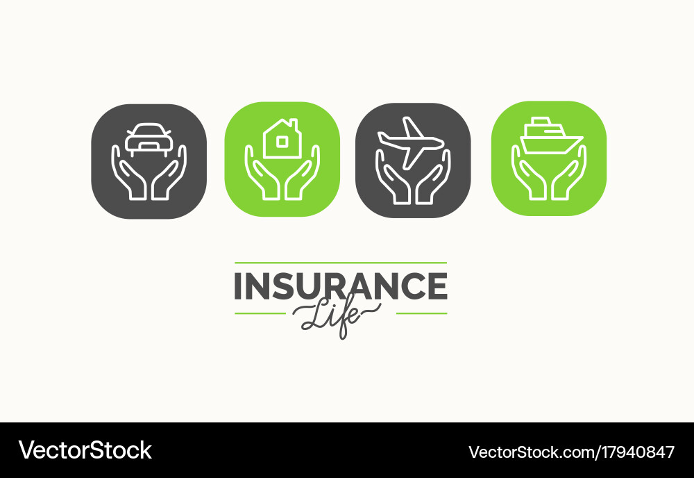 Conceptual linear icons life insurance Royalty Free Vector