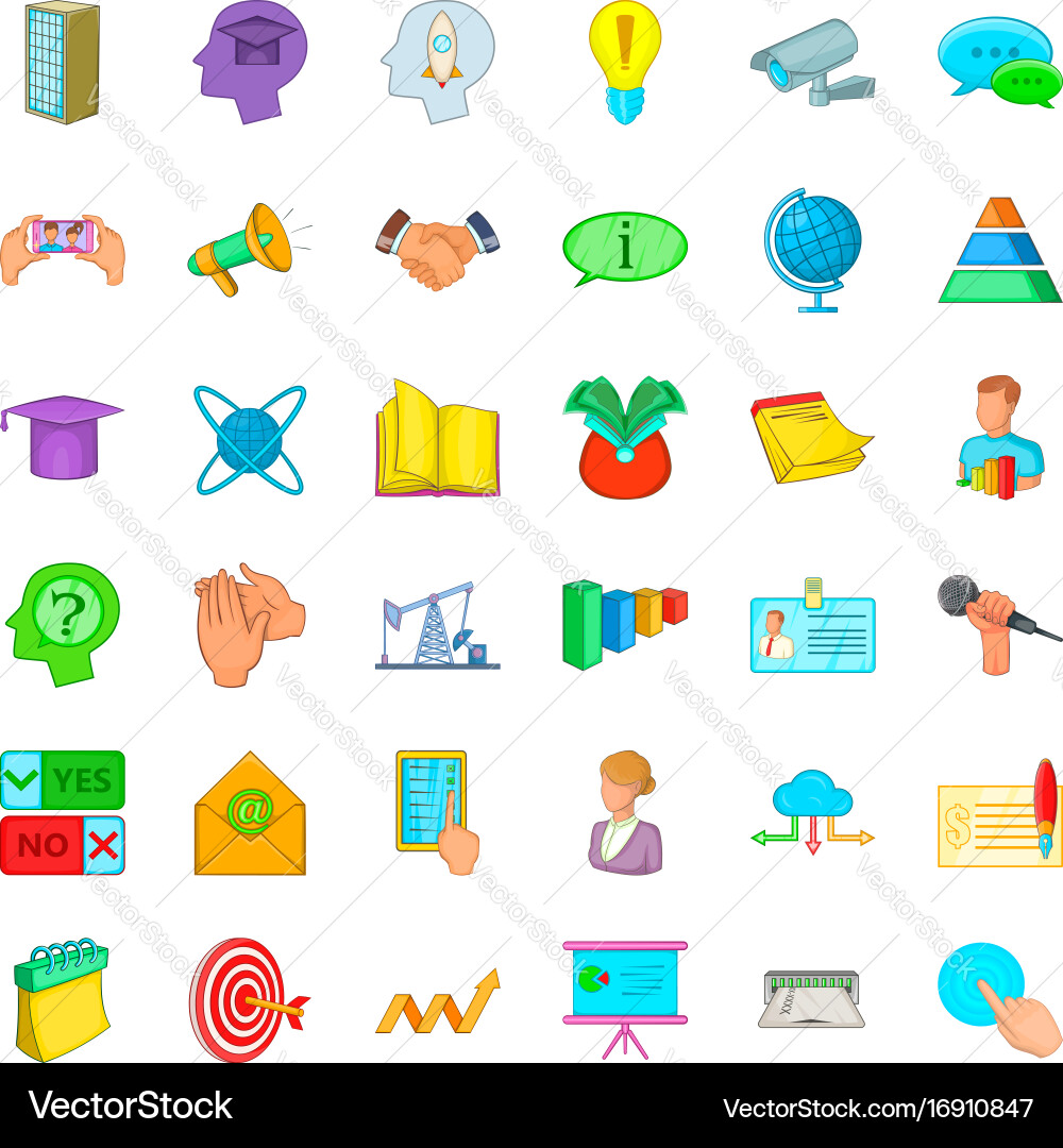 Congress icons set cartoon style Royalty Free Vector Image