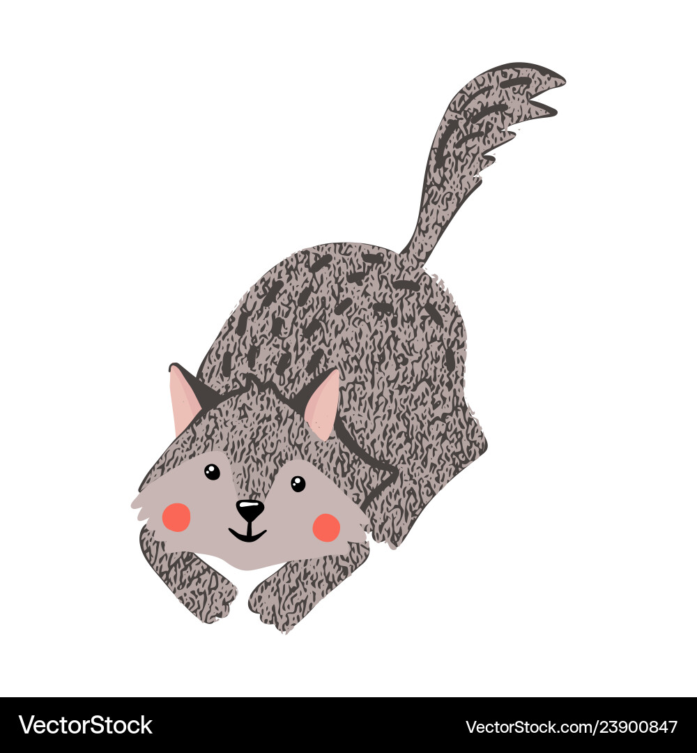 Cute hand drawn little wolf isolated on white Vector Image