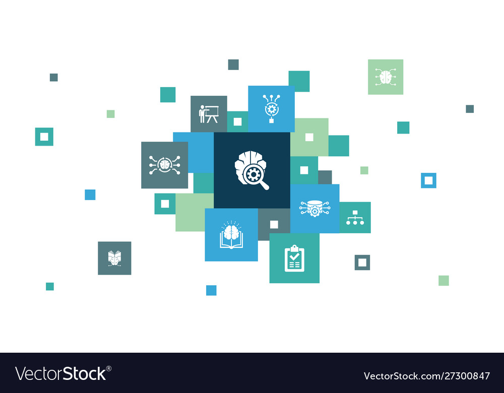Deep learning infographic 10 steps pixel design Vector Image