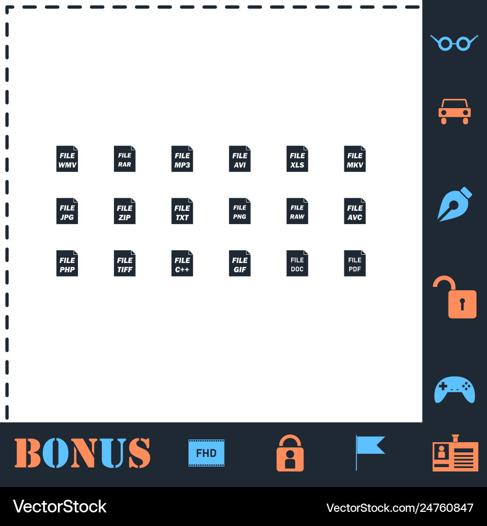 File extensions icon flat Royalty Free Vector Image