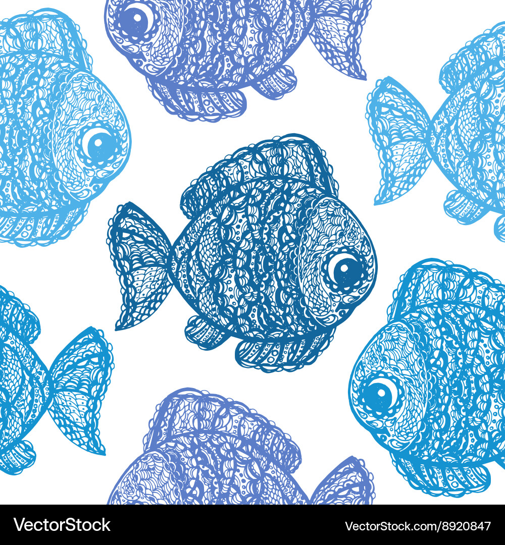 Fish in paisley mehndi doodle style Royalty Free Vector