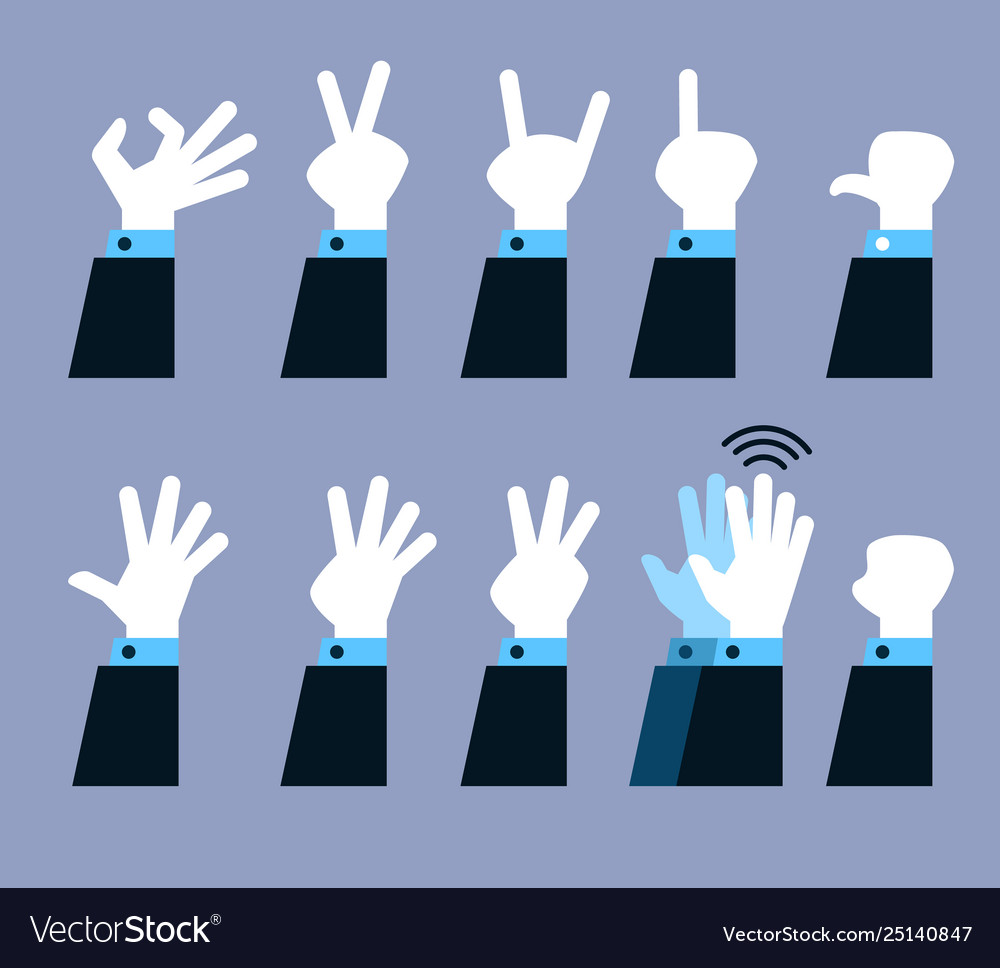 Flat hand gesture set Royalty Free Vector Image