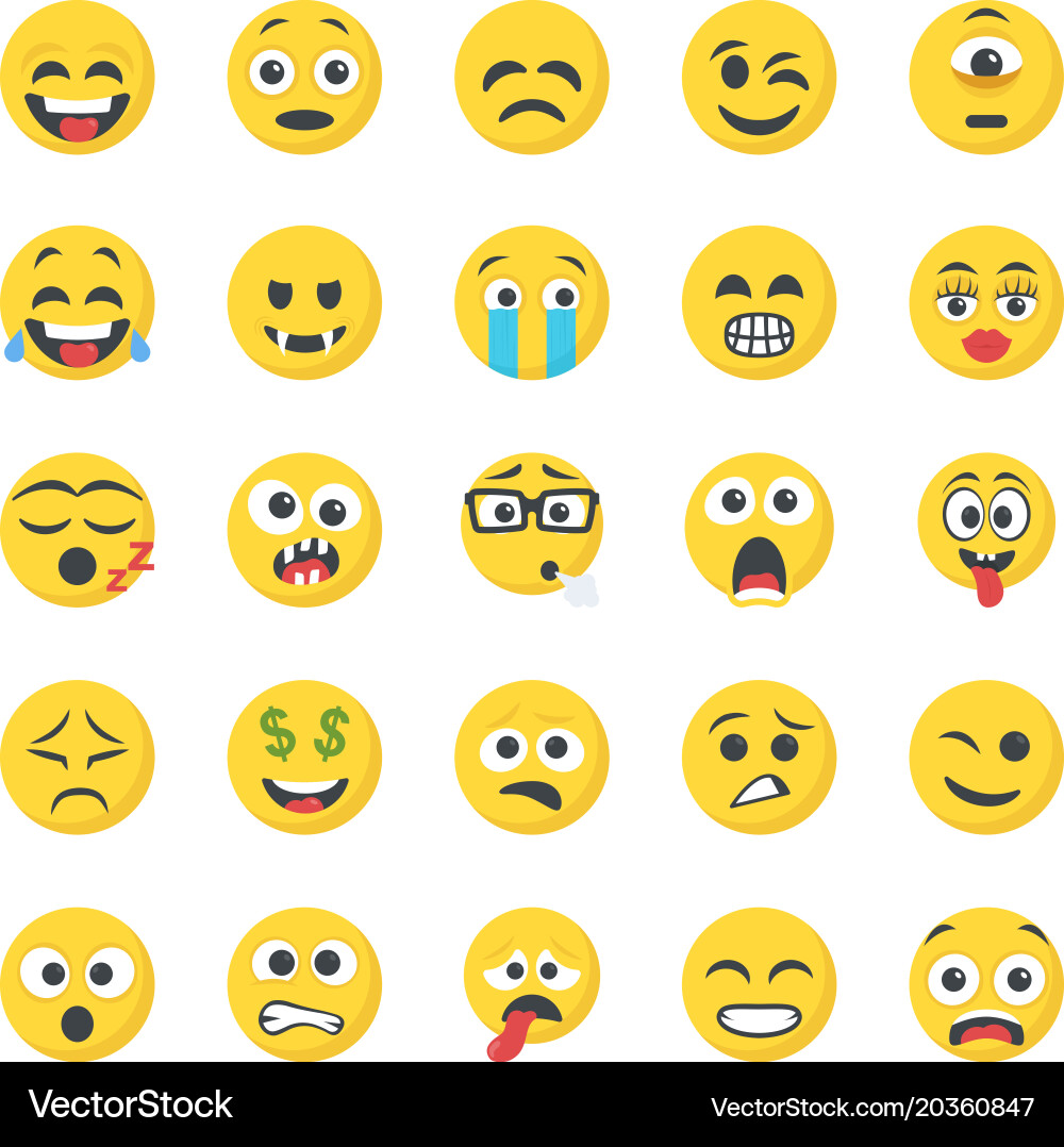 Flat icons of smileys Royalty Free Vector Image