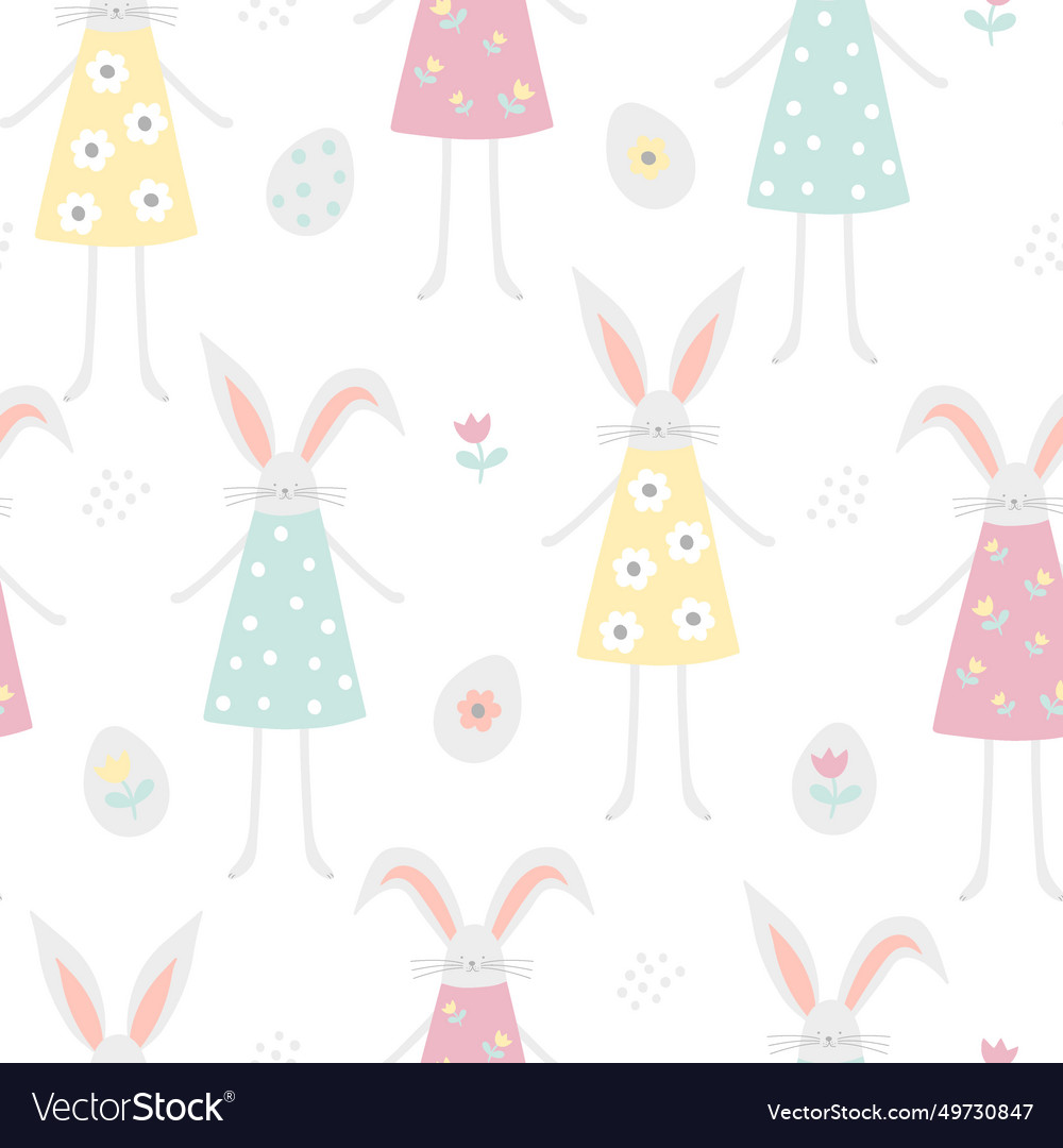 Happy easter background with rabbits and eggs Vector Image